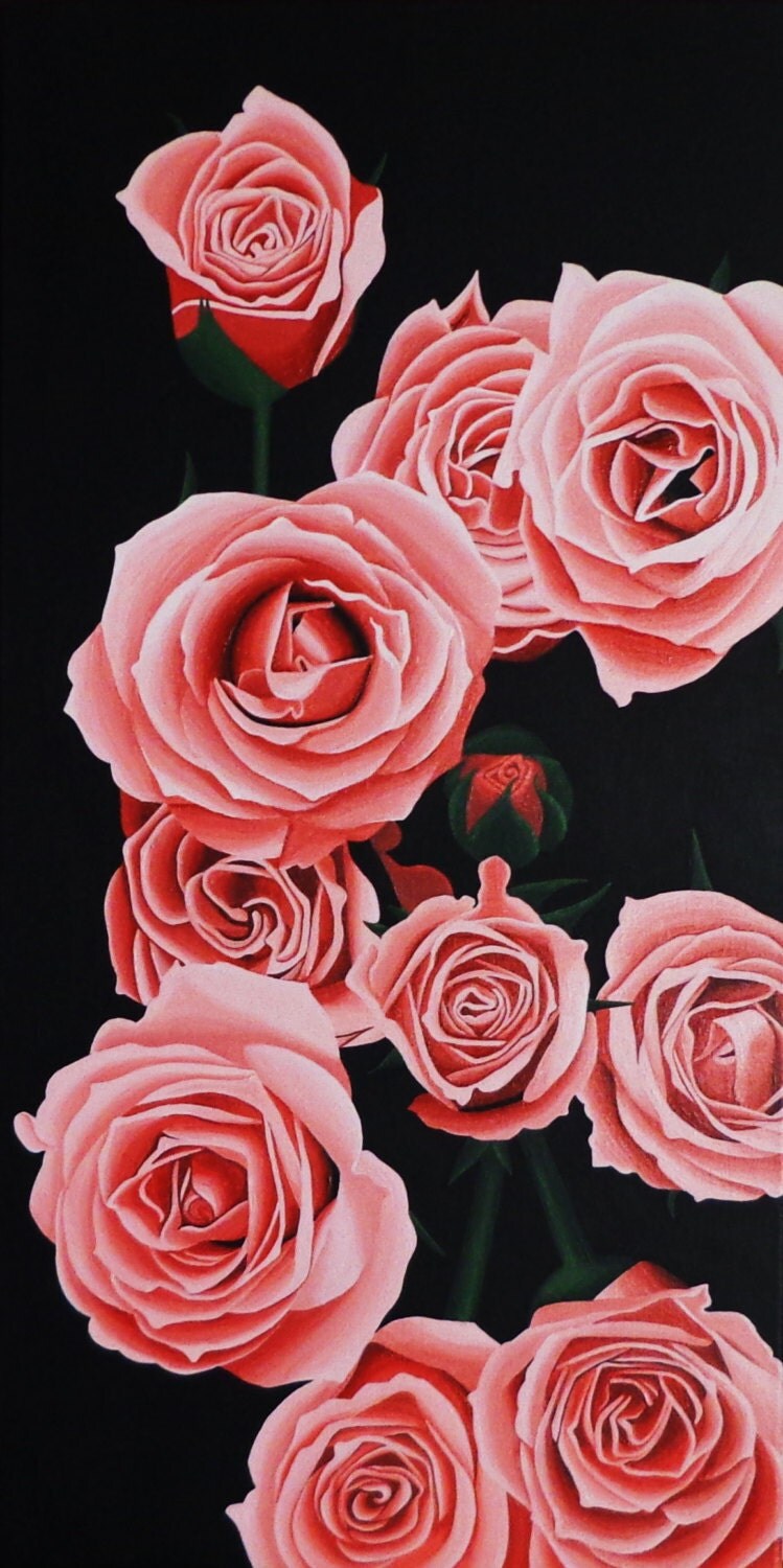 Pink Roses Original Acrylic Canvas Painting