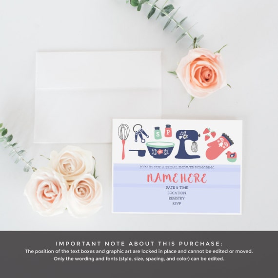 Kitchen Theme Bridal Shower Invitation by KarlyKDesignShop on Etsy