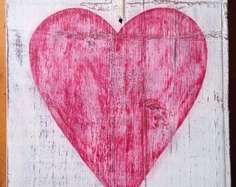 Items similar to Rustic Red Heart with Key on Etsy