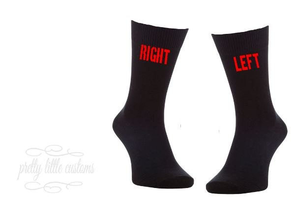 Mens 1x pair socks LEFT and RIGHT print funny/joke