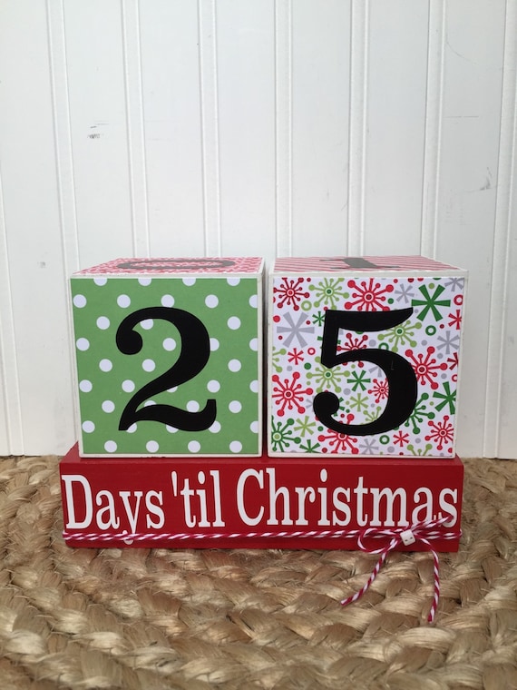 Christmas countdown wood blocks by PigtailsandPaisleys on Etsy