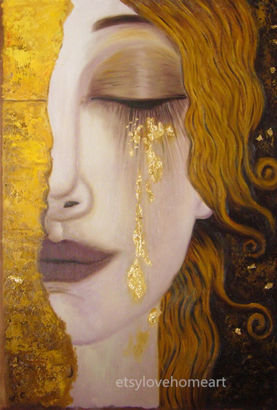 100% handpainted Gustav klimt golden tears klimt by lovehomeart