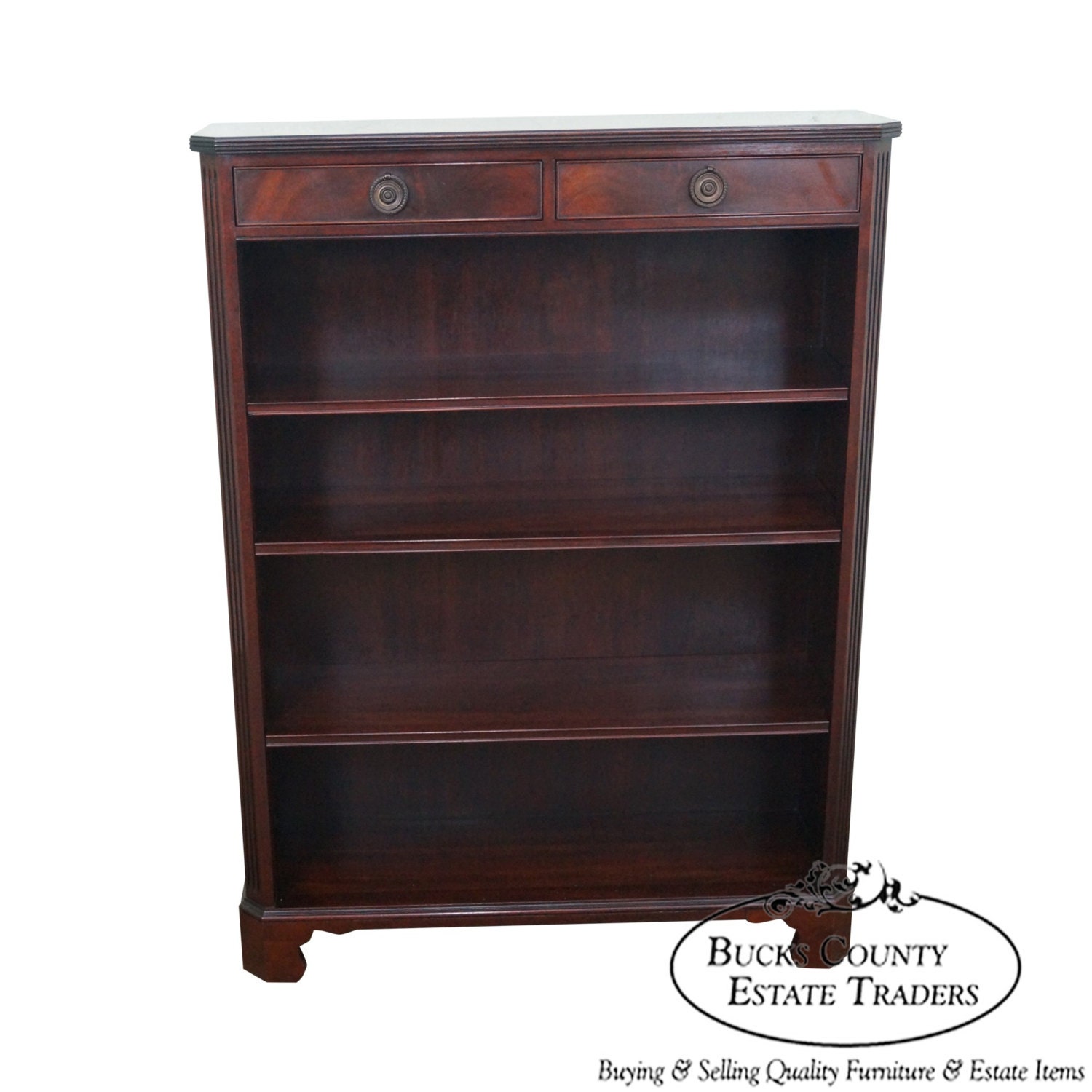 Vintage 1940s Mahogany Narrow Open Bookcase w/ Drawers – Haute Juice