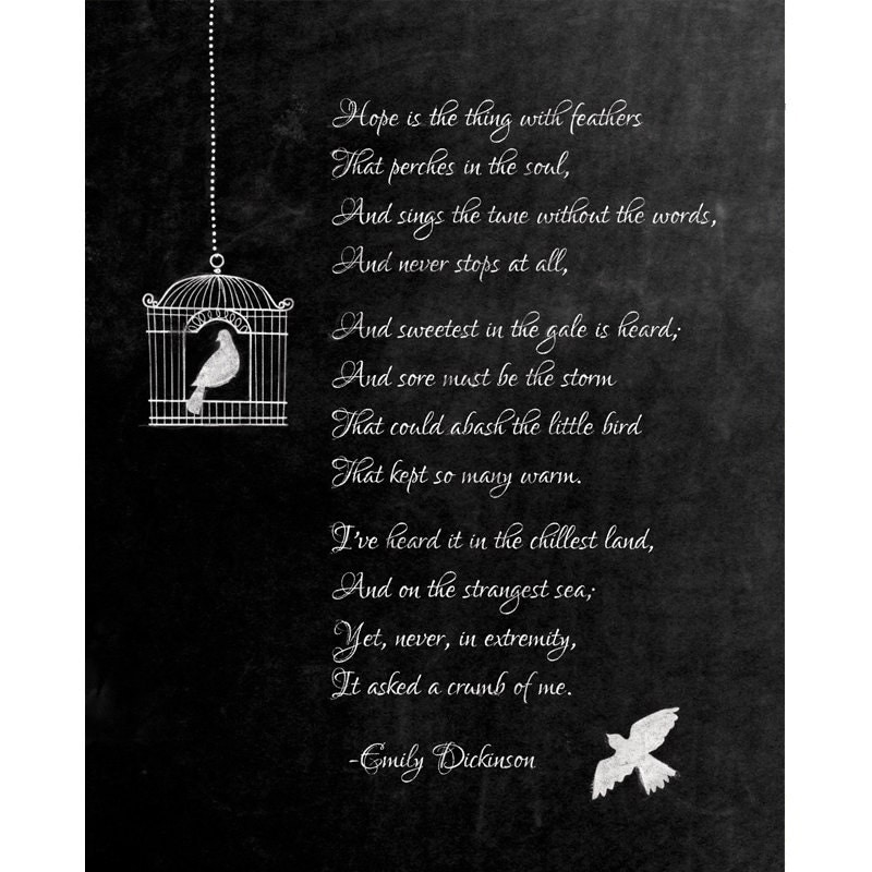 Hope is the Thing with Feathers Emily Dickinson Poem 5x7