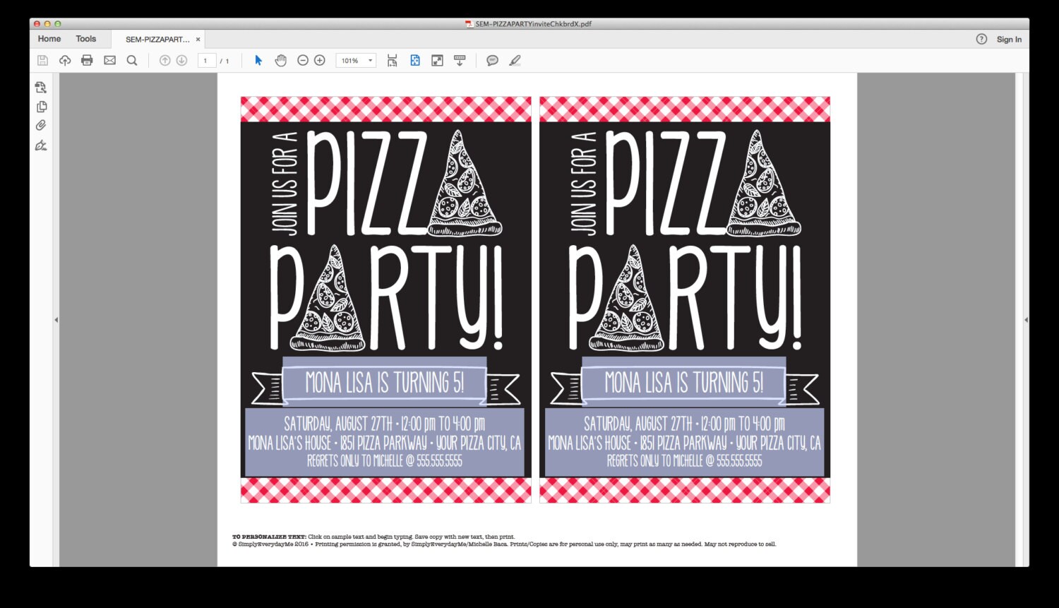 Pizza Party Invitation Pizza Birthday Party Pizza Party