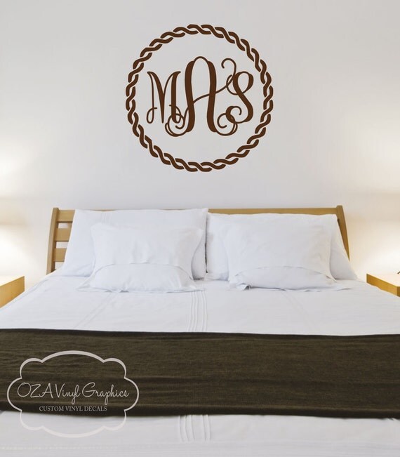 Rope Border Vine Monogram Vinyl Wall Decal by OZAVinylGraphics