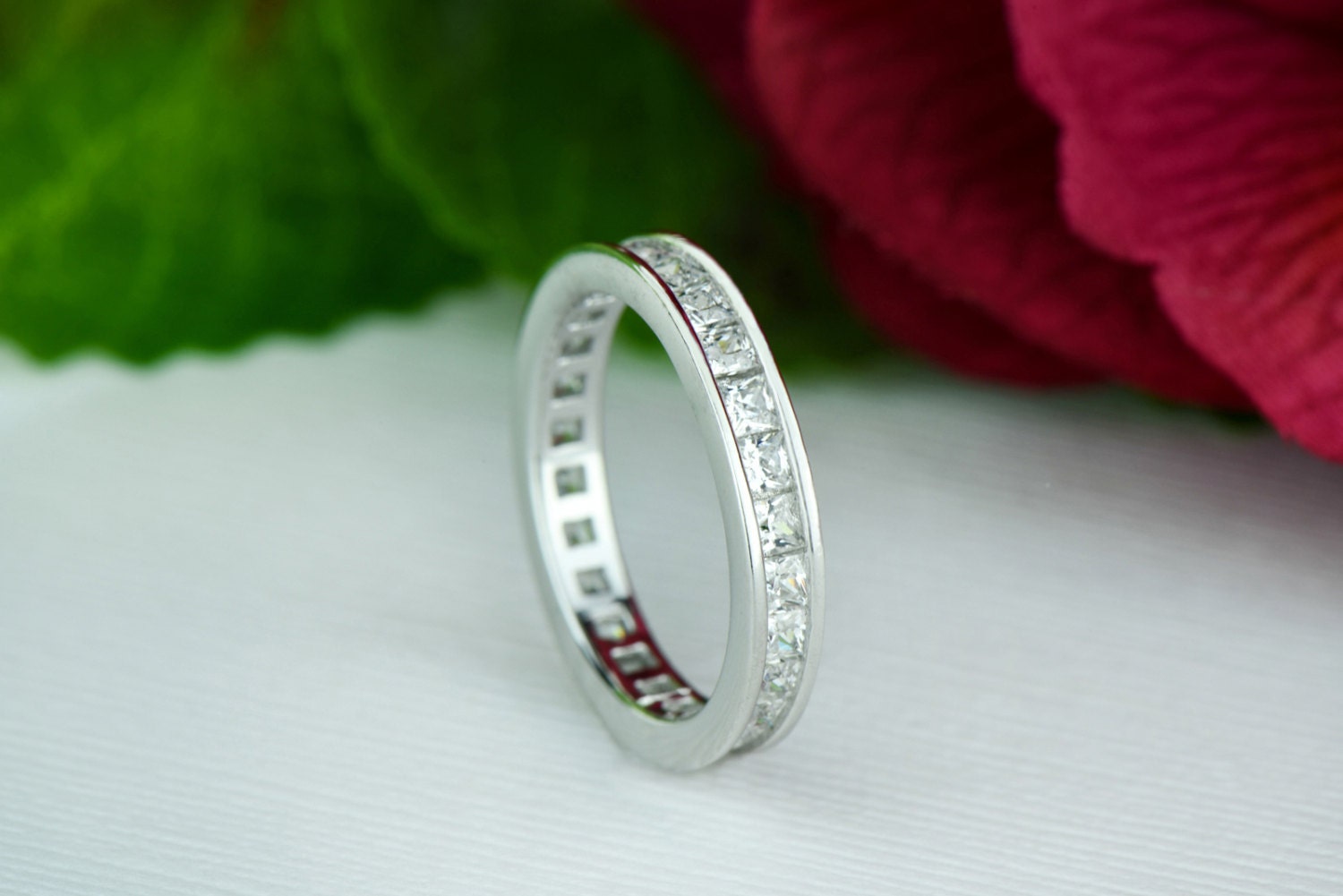 2 ctw Princess Channel Set Full Eternity Band Wedding Band