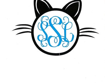 Unique cat monogram decal related items | Etsy