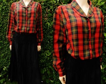 Tartan blouse | Etsy