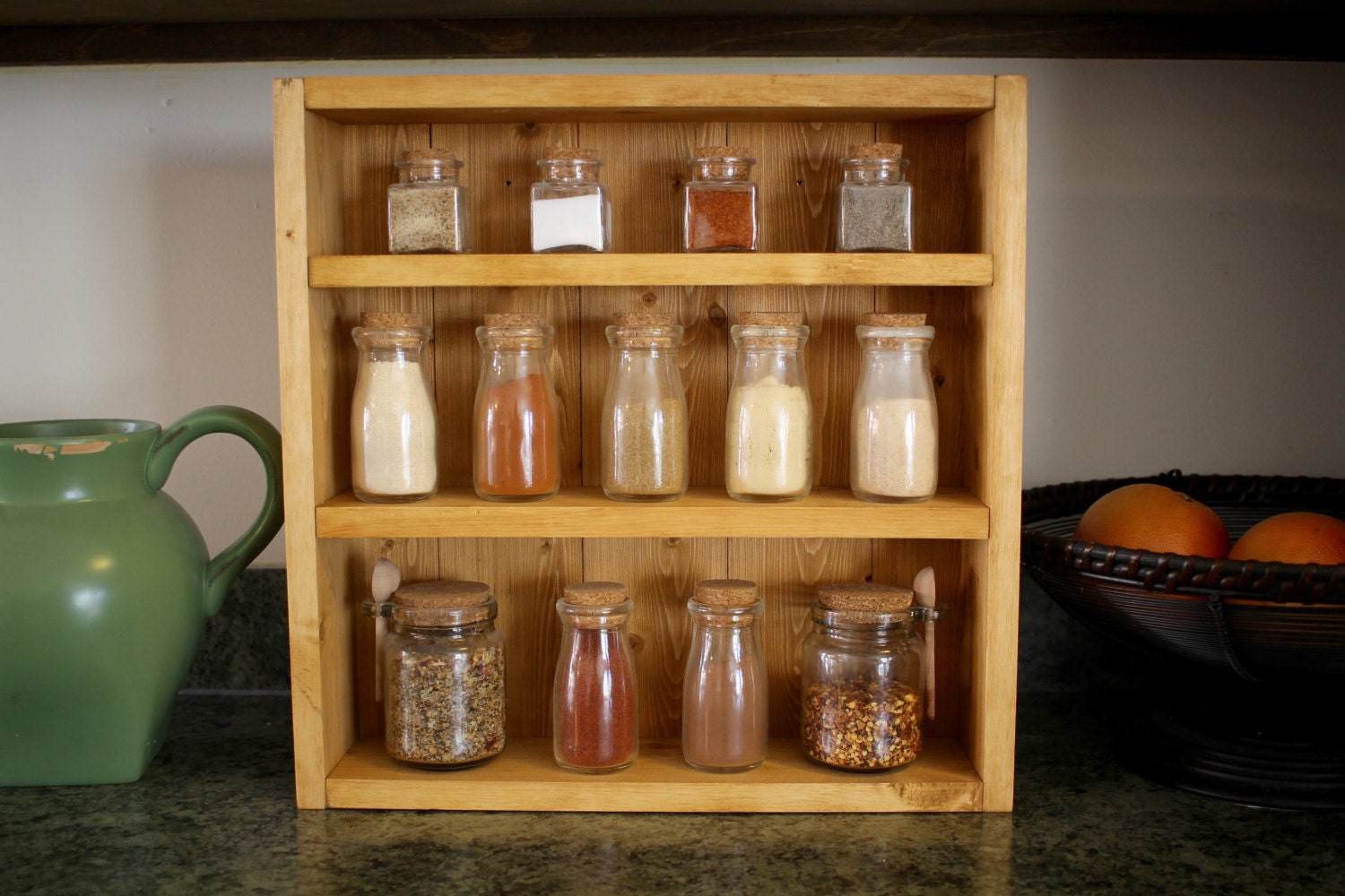 Rustic Wooden Spice Rack Wooden Spice Rack Kitchen Rack
