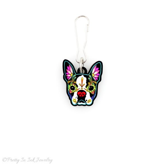 Boston Terrier Collar Charm / Key Chain / Zipper Pull Day