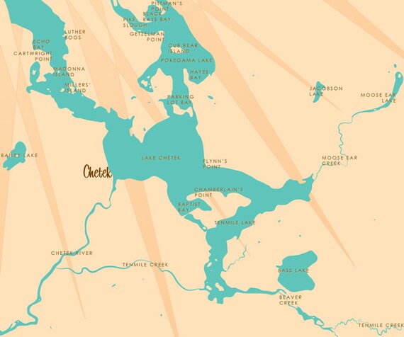Chetek Chain of Lakes WI Map Print