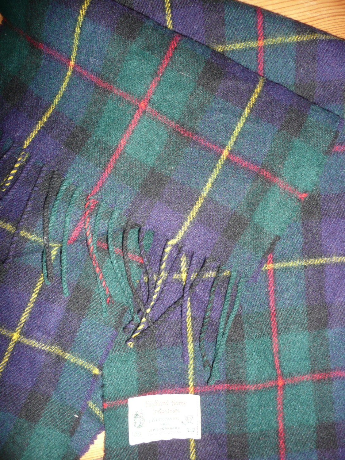 Vintage Highland Home Industries green tartan plaid lambswool wool ...