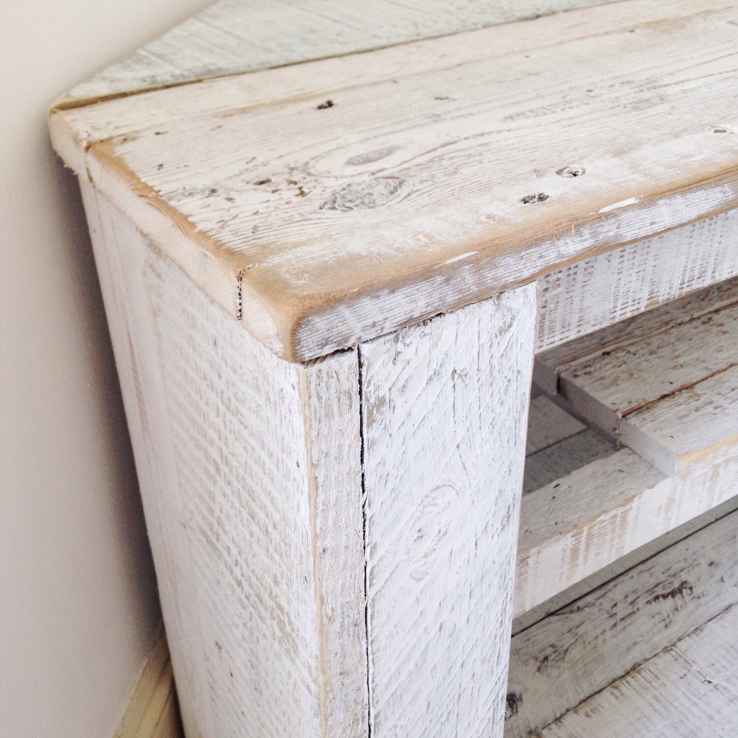 Handmade Rustic Corner Table/Tv Stand With Shelf. Reclaimed