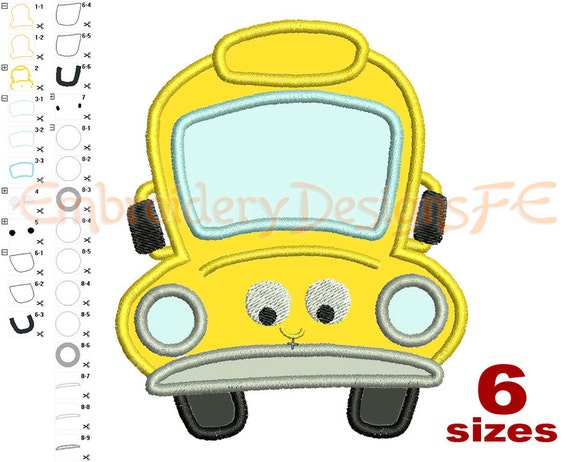 School Bus Applique Design 6 sizes by EmbroideryDesignsFE
