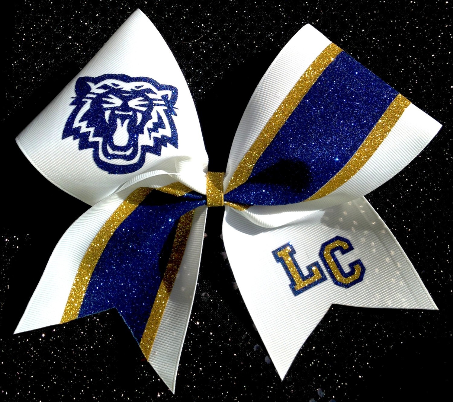 Cheer 2 Color Glitter Custom Logo Bow