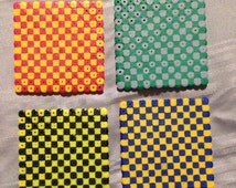 Unique perler bead coaster related items | Etsy