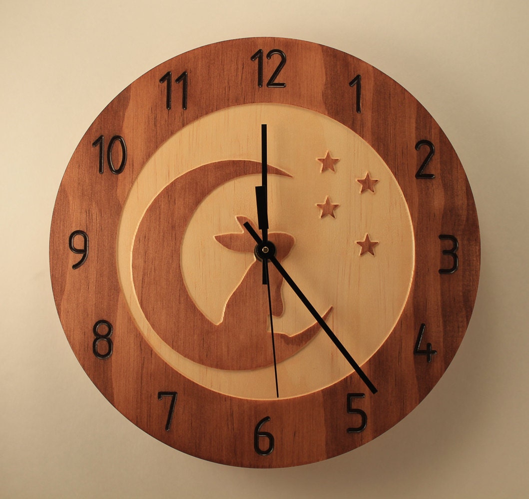 Pine bunny clock Rabbit clock Animal clock Wood clock Wall