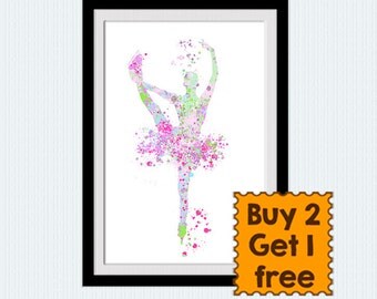 Pink ballerina watercolor poster Ballet poster Ballerina flats