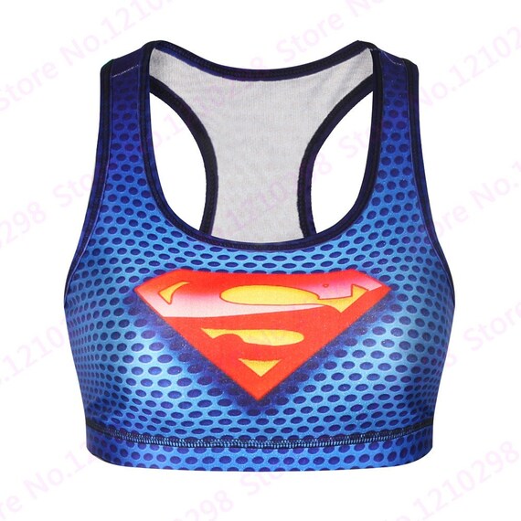 Supergirl Sports Bra Red And Blue Sports Bra By Nblumeapparel