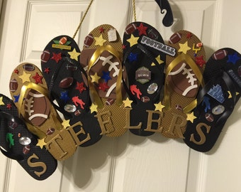 Football flip flops | Etsy