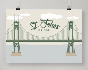 Portland Bridges / Illustrated Print / Portland Oregon
