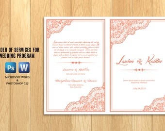Wedding Ceremony Program Folding Template for Microsoft Word