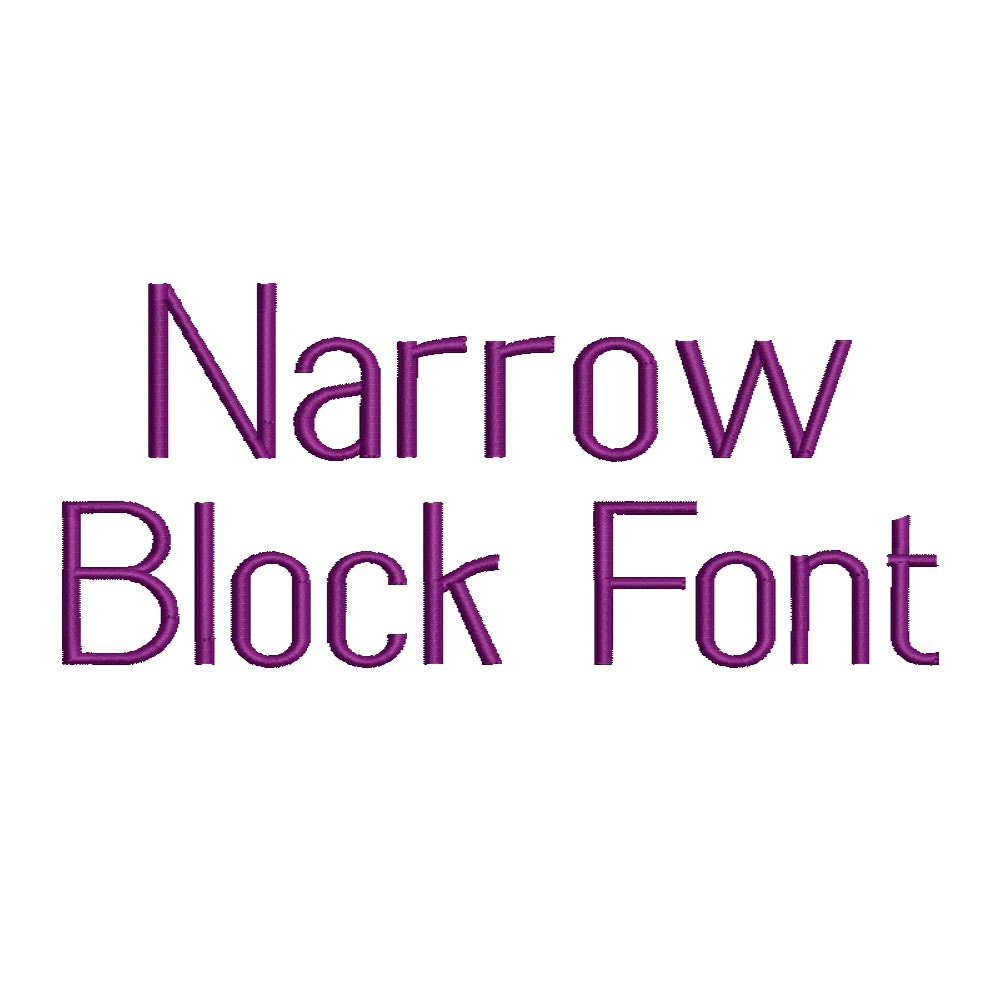 3 Size Narrow Block Font Embroidery Designs BX fonts Machine