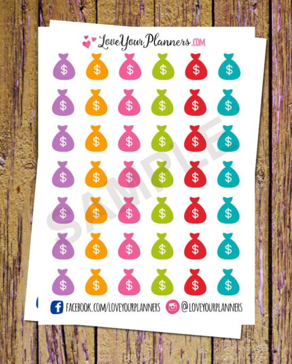 42 Money Bag Planner Stickers Pay Day Stickers Money Stickers