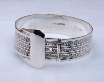 Wide silver bangle | Etsy