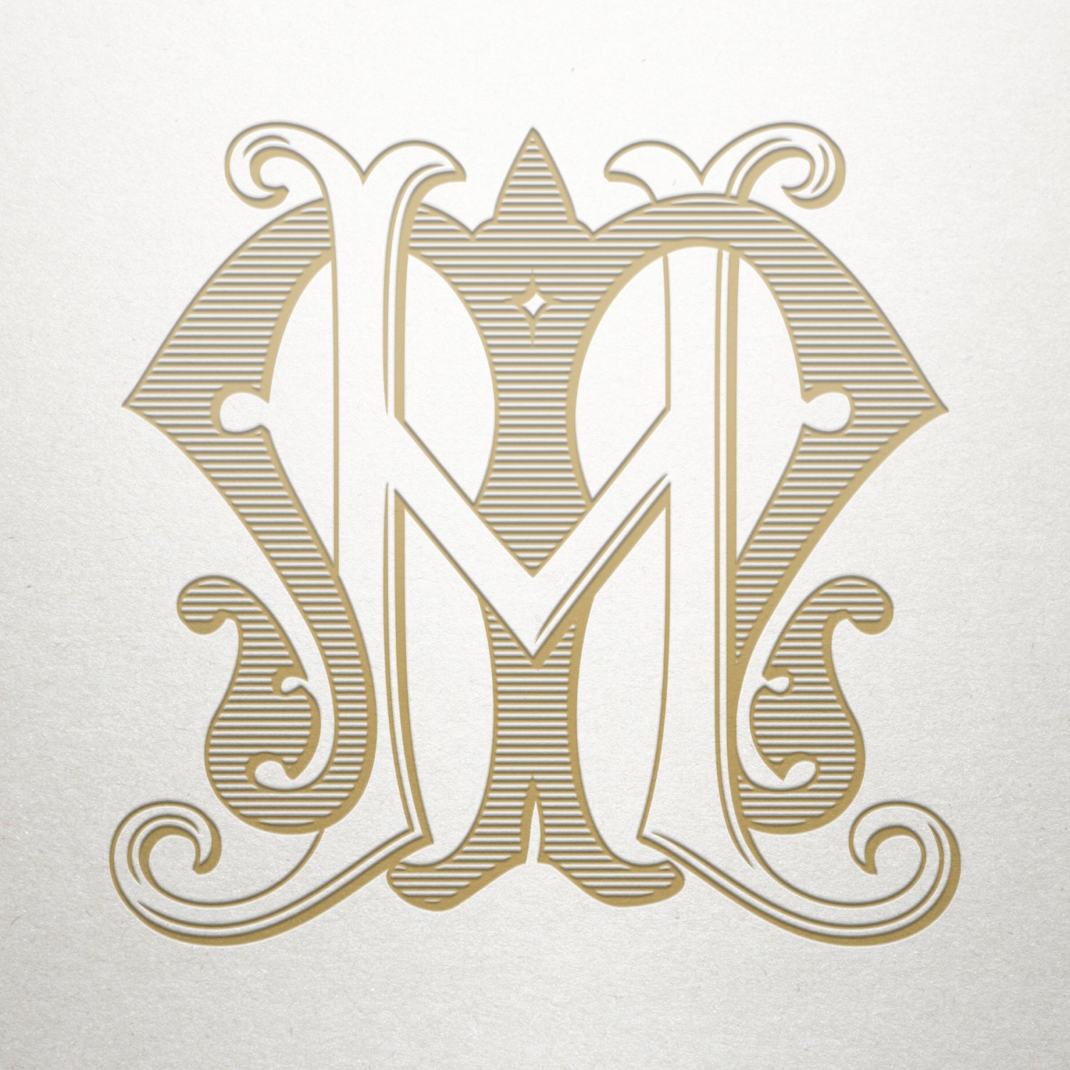 Vintage Digital Monogram HM MH Digital Monogram Custom