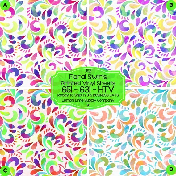 Floral Swirls Vinyl/Printed Heat Transfer Vinyl/Patterned