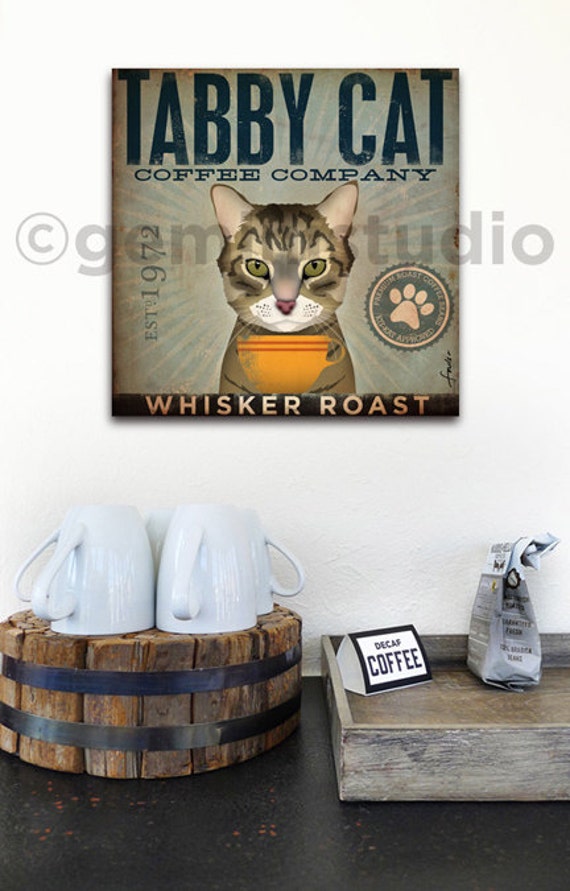 Tabby Cat Coffee Company graphic artwork on gallery wrapped