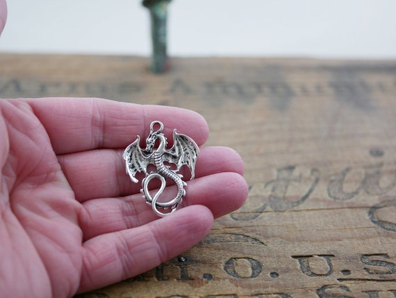 Pewter Dragon Charm Flying Dragon Pendant 2 P204