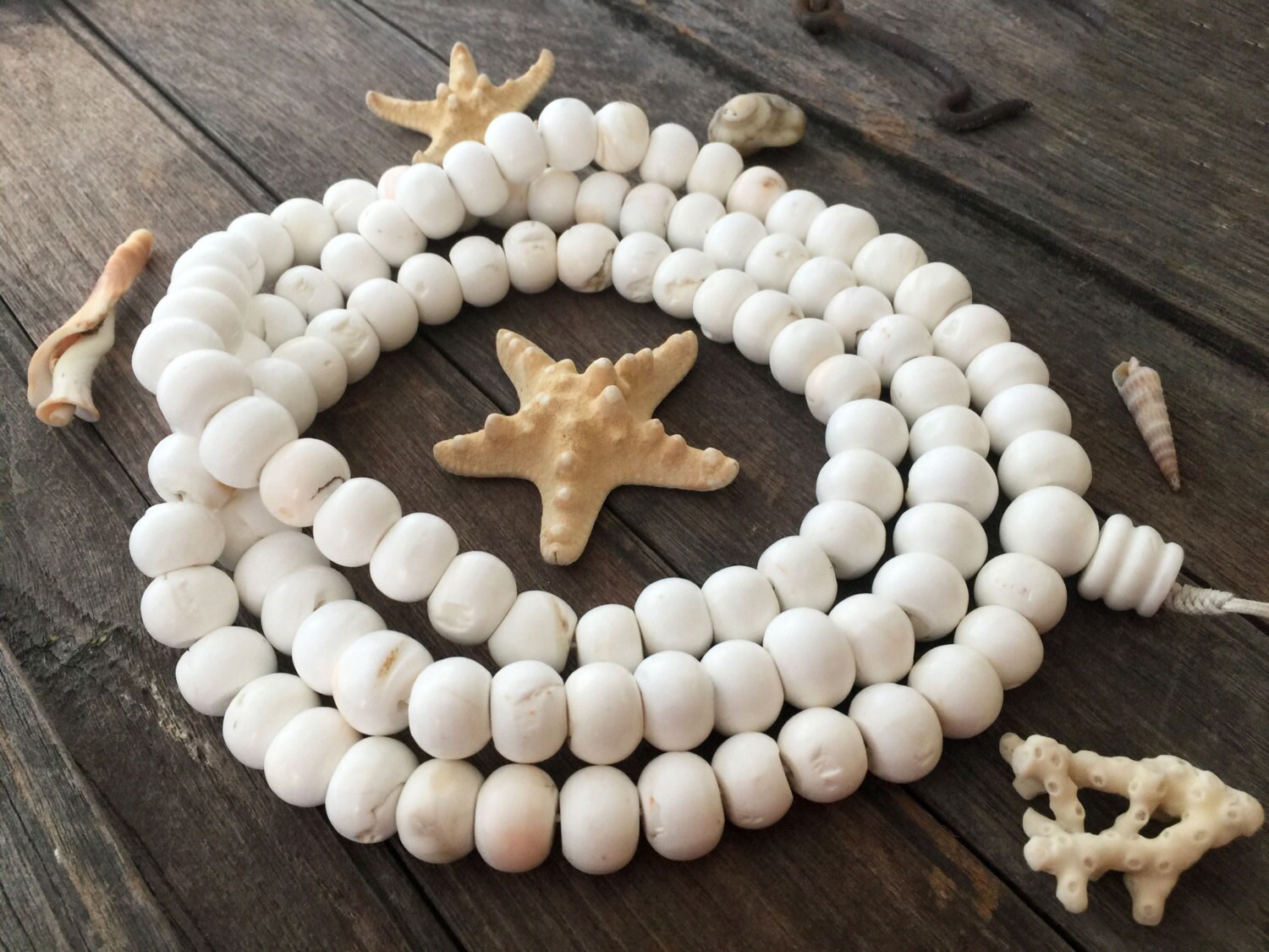 From the Sea: Bright White Natural Nepali Conch Shell Beads