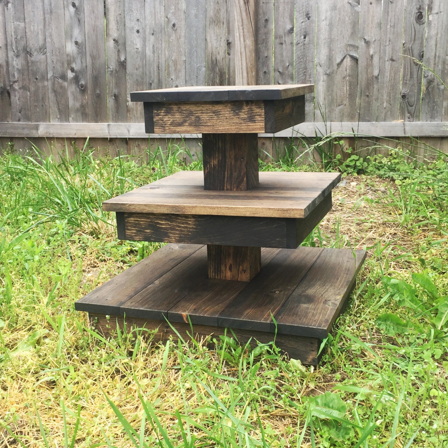Rustic Cupcake Stand 3 Tier Wood Cup Cake Display Rustic