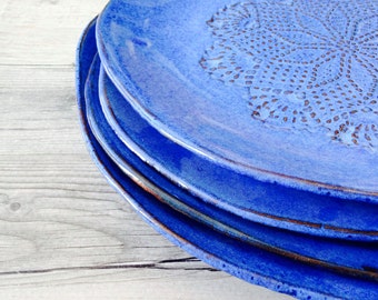 Blue ceramic plate | Etsy
