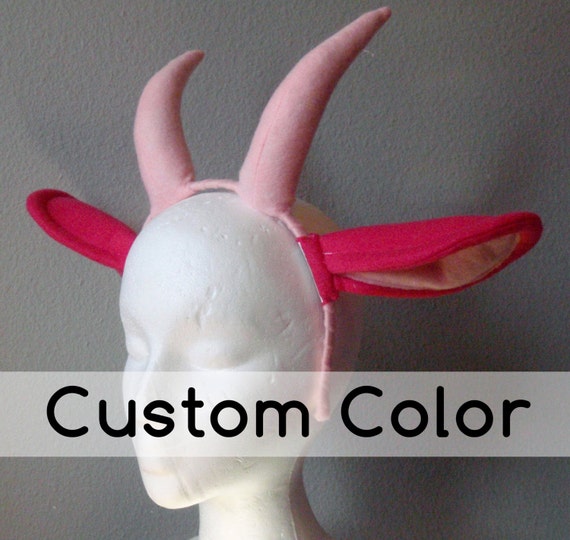 Custom Color Goat Ears with Horns