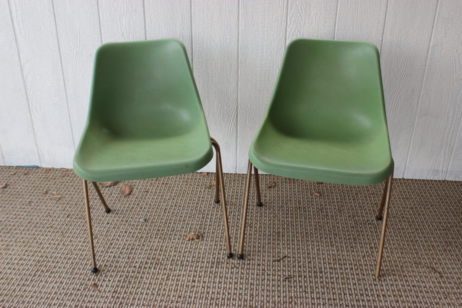 Vintage Retro Chair Plastic Stackable Molded Plastic Mid Century Green ...