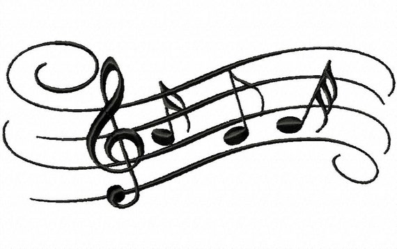 Items similar to Custom machine embroidery MUSIC STAFF with NOTES on Etsy