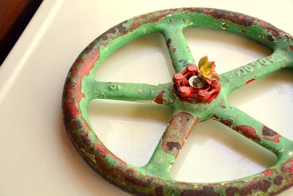 Antique Cast Iron Valve Crank Wheel: Rustic by MerlesVintage