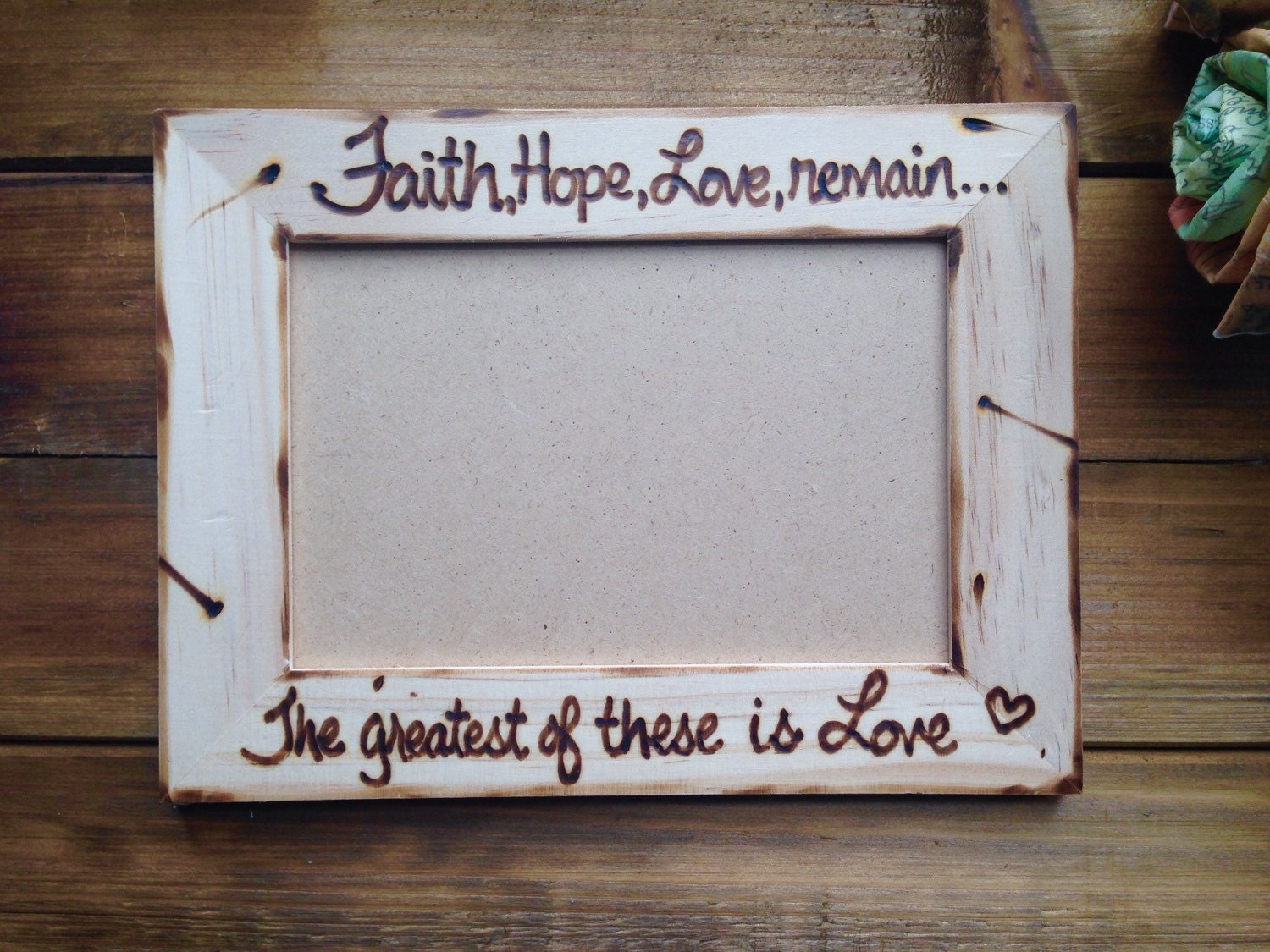 Spiritual Religious Rustic Picture Frame Faith Hope Love