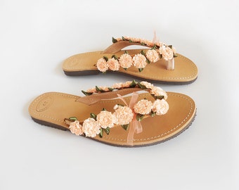 Unique flower flip flops related items | Etsy