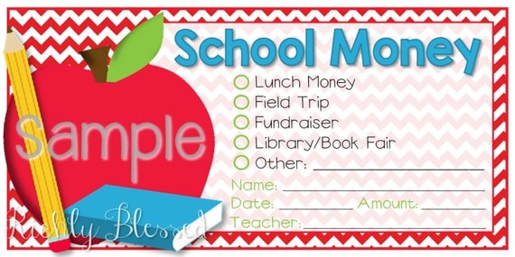 INSTANT DOWNLOAD School Money Printable Envelope Stickers
