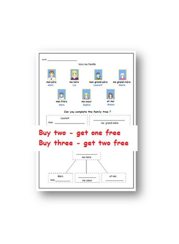 FAMILY FRENCH WORKSHEETPrimaryPrintable | Etsy
