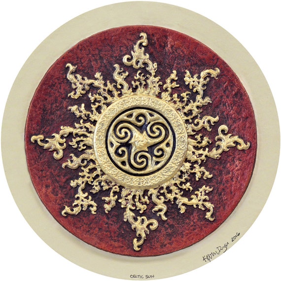 Celtic Sun Cast Paper Celestial Irish art Celtic art