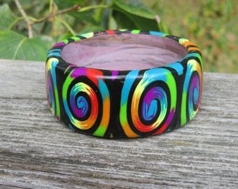Polymer clay bangle | Etsy