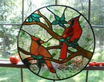 Unique stain glass cardinal related items | Etsy