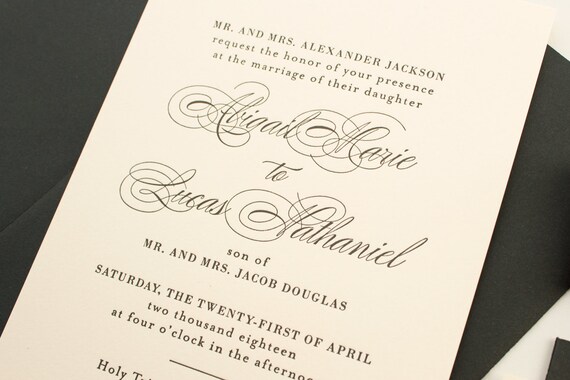 Letterpress Invitations for Classic Weddings Pink and Black