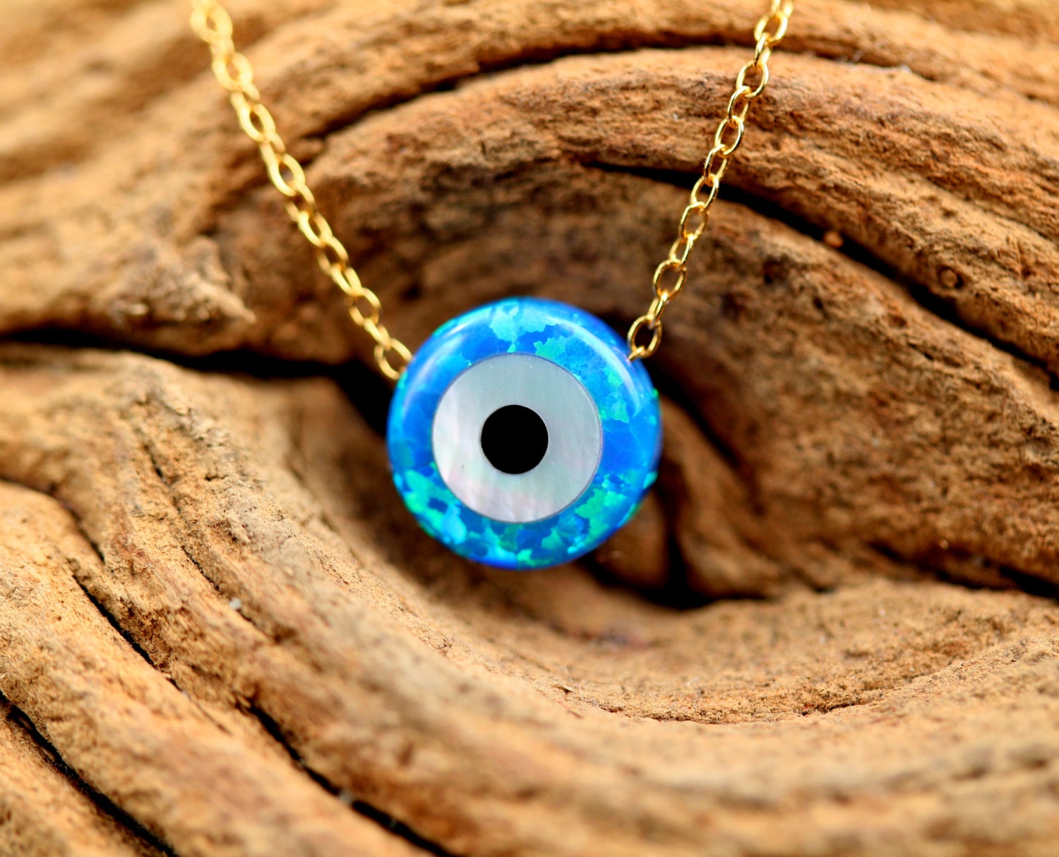 Evil eye necklace - talisman necklace - opal evil eye - nazar ...